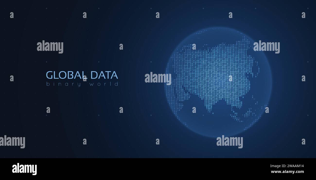 Abstract blue world map binary Stock Vector Images - Alamy