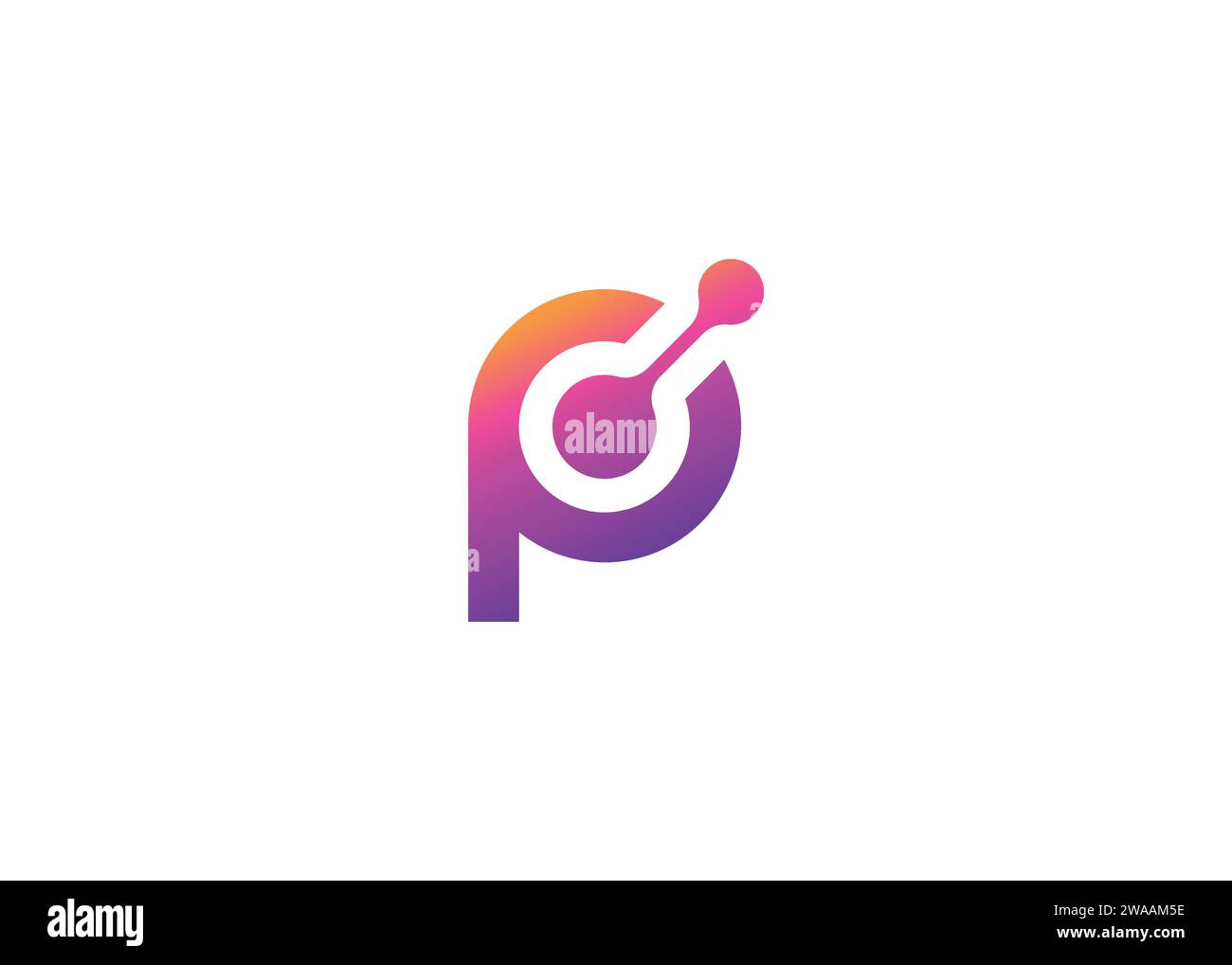 Letter P Technology vector monogram logo design template. Letter P ...
