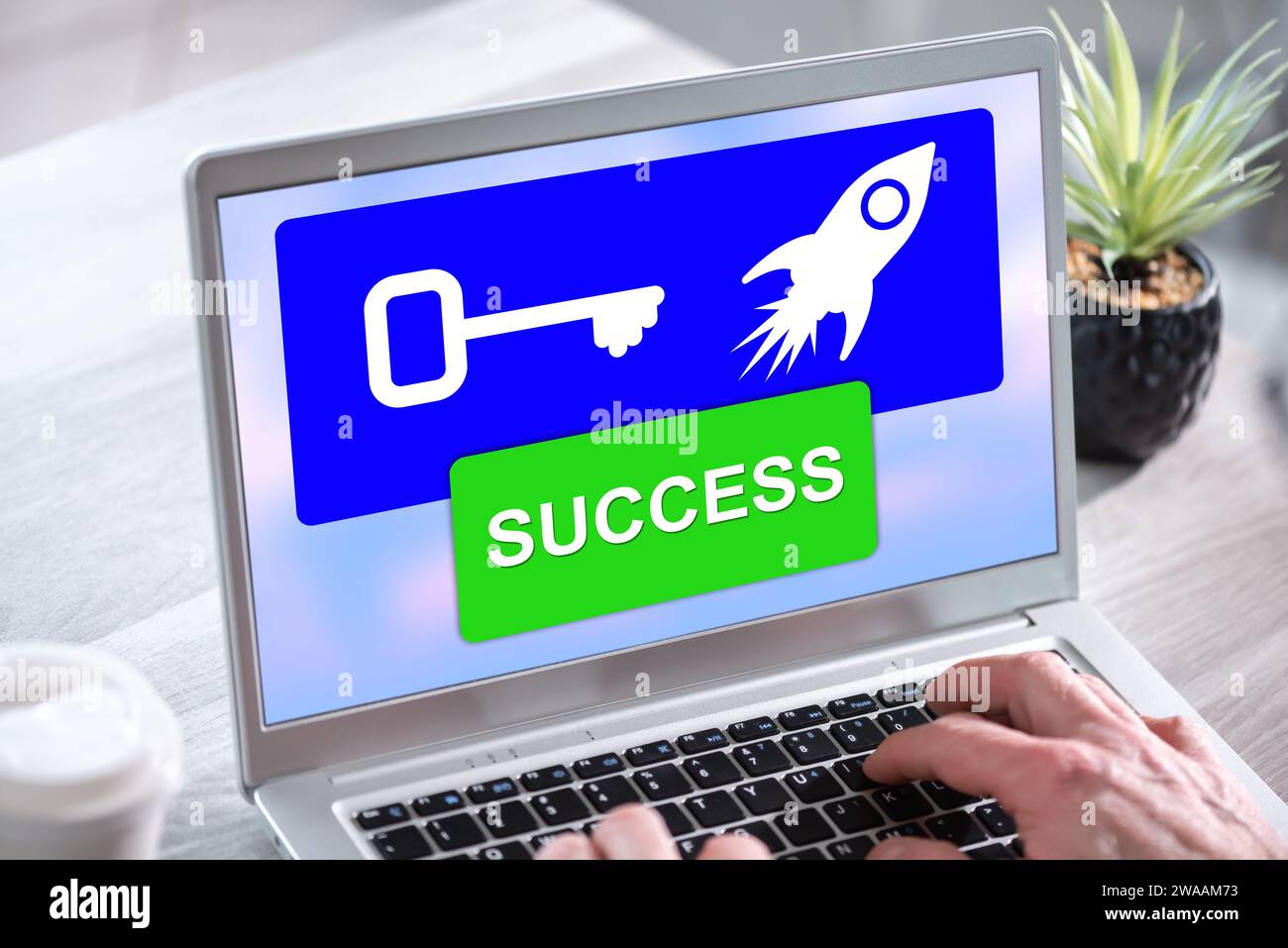 Laptop screen displaying a success concept Stock Photo - Alamy