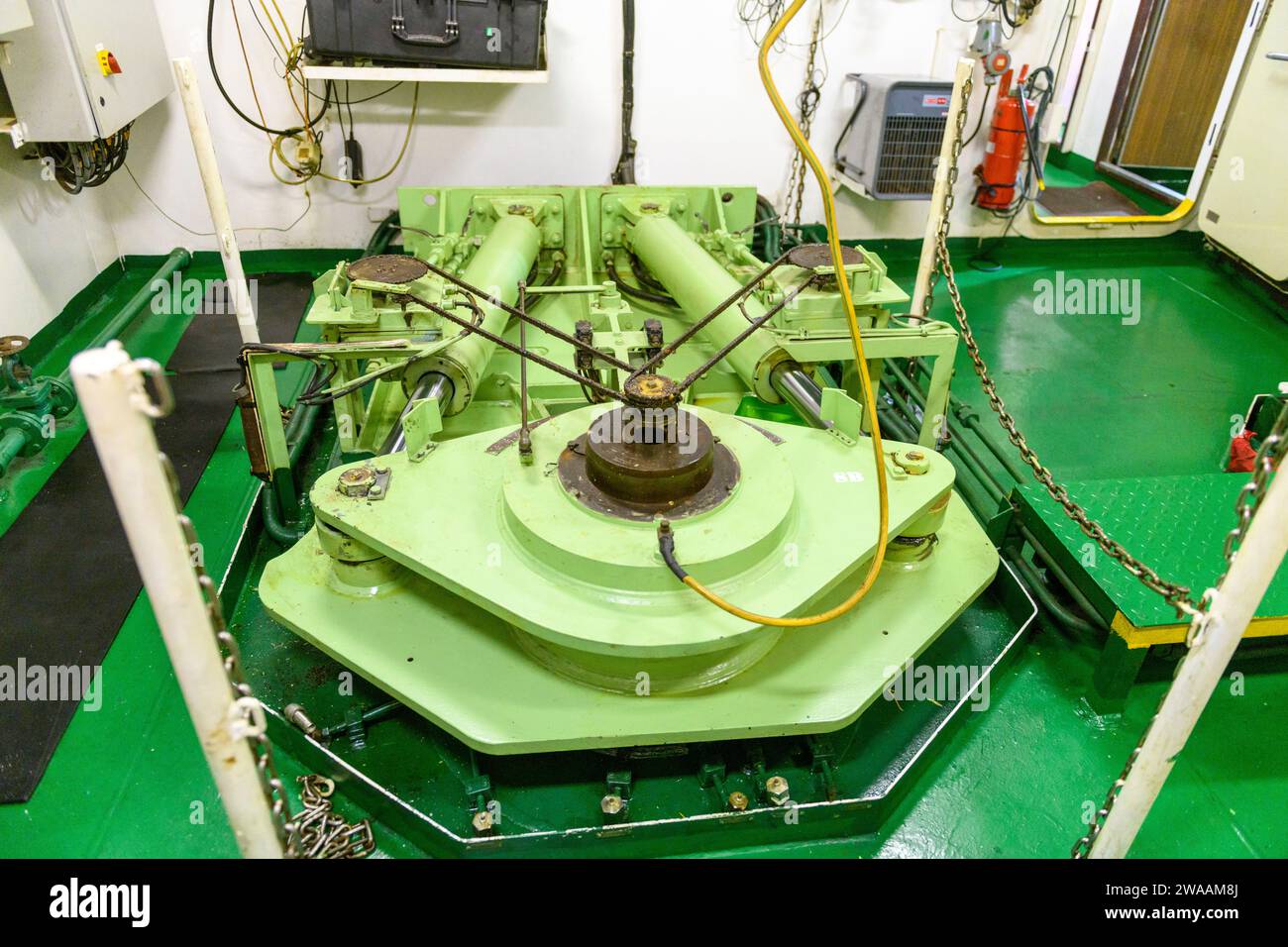 Steering gear. Rudder machine. Hydraulic pump. Marine engine. Steering ...