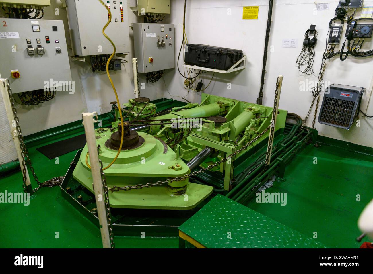 Steering gear. Rudder machine. Hydraulic pump. Marine engine. Steering ...