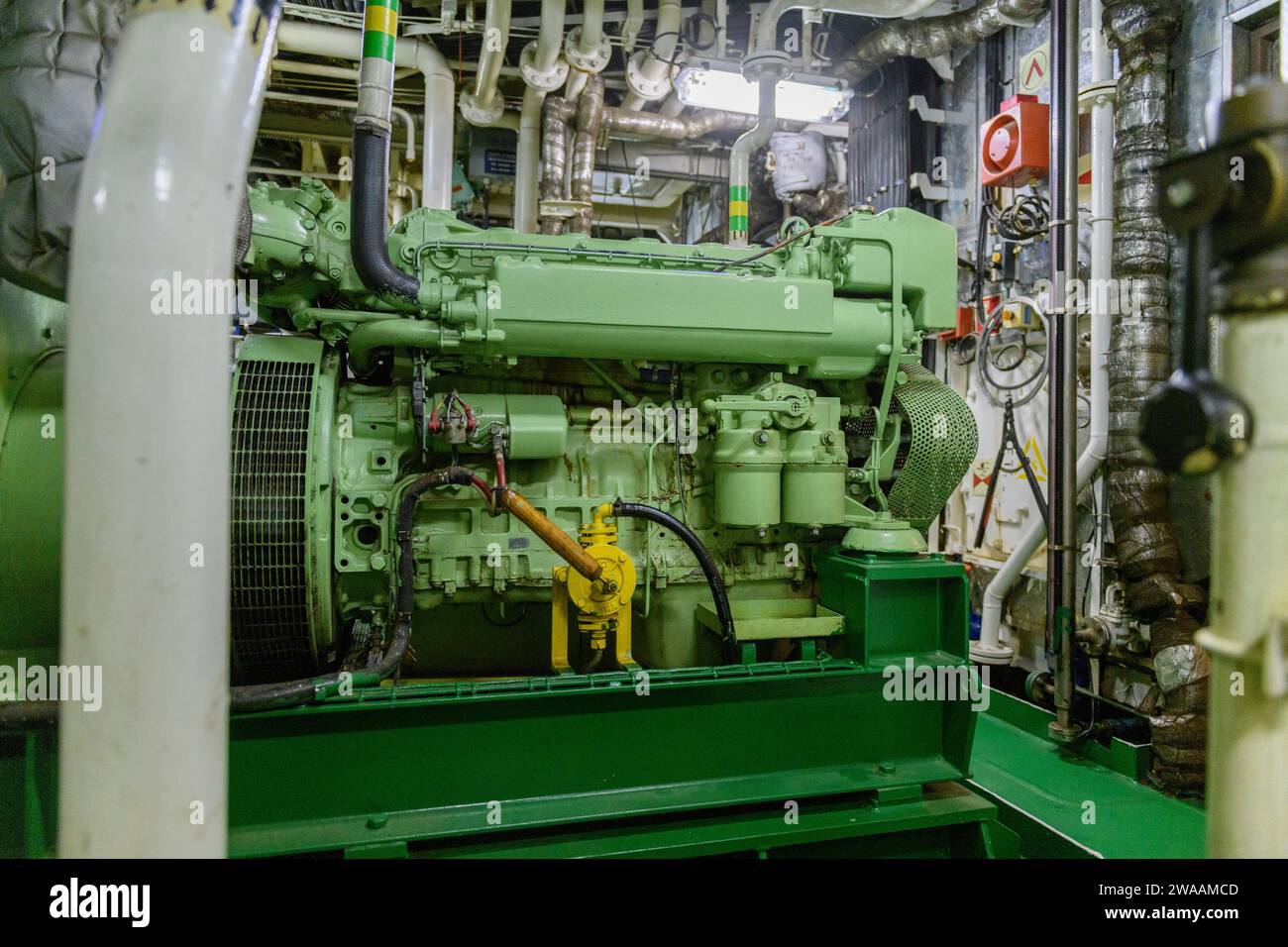 Marine engine. Diesel generator. Engine room interior Stock Photo - Alamy