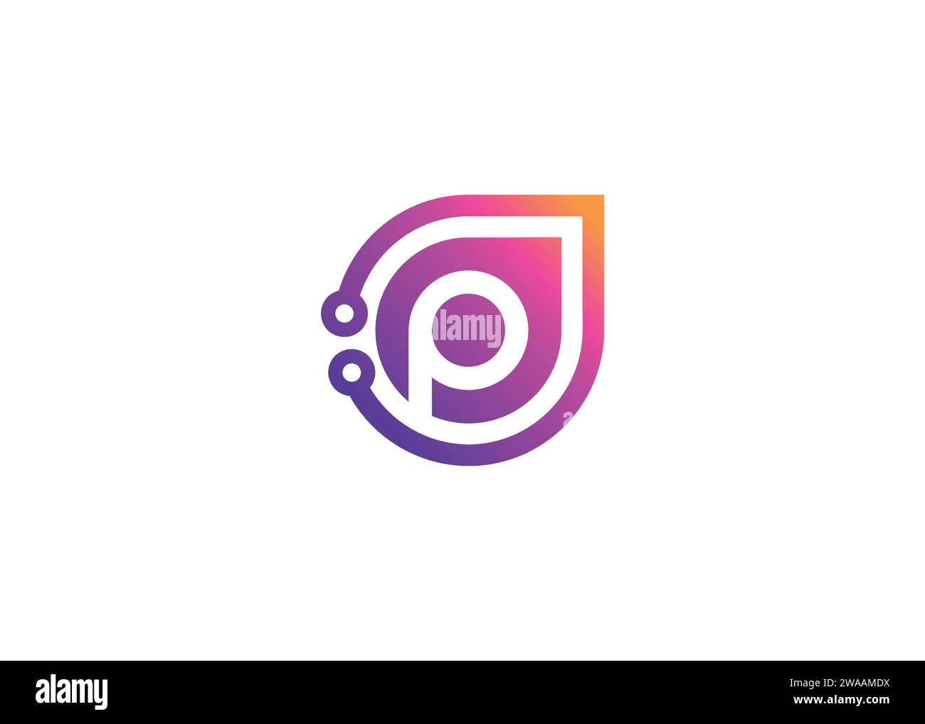 Letter P Technology vector monogram logo design template. Letter P ...