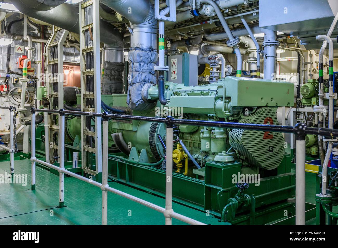 Marine engine. Diesel generator. Engine room interior Stock Photo - Alamy