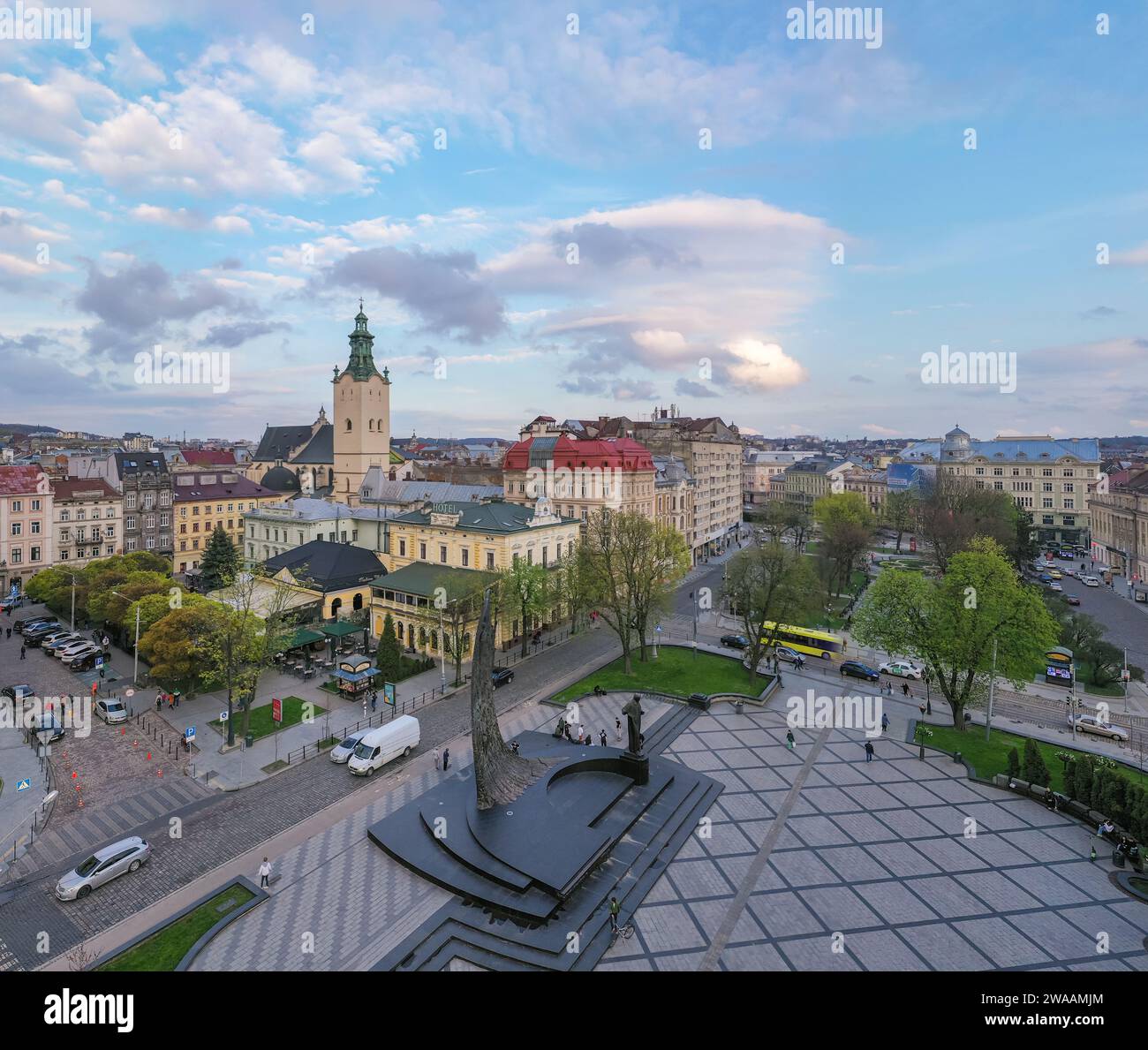 Lviv, Ukraine - May, 2021:Panoramic aerial view on Lviv from drone ...