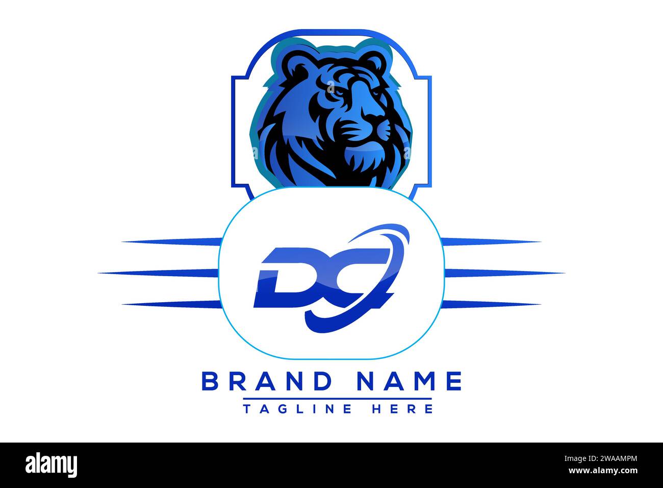Tiger DC Blue logo Design. Vector logo design for business Stock Vector ...