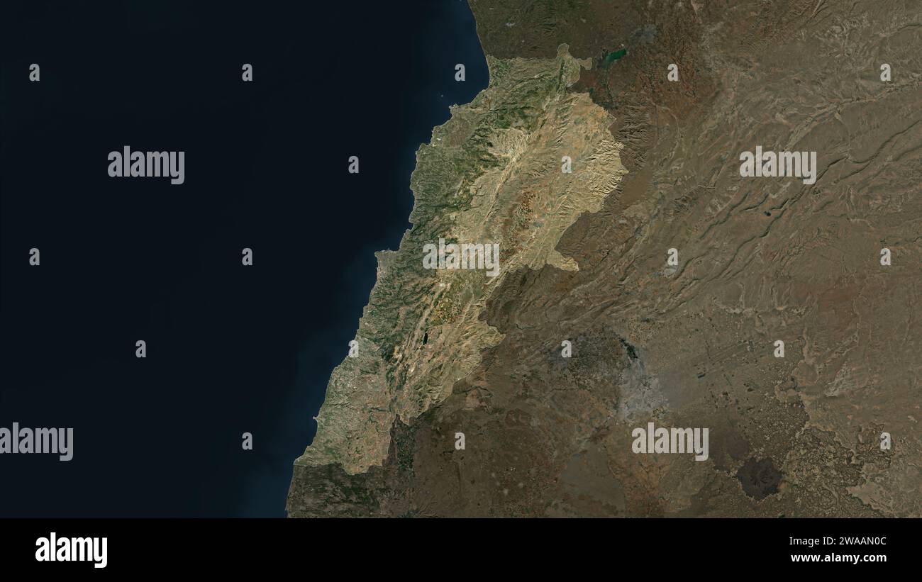 Lebanon highlighted on a high resolution satellite map Stock Photo - Alamy