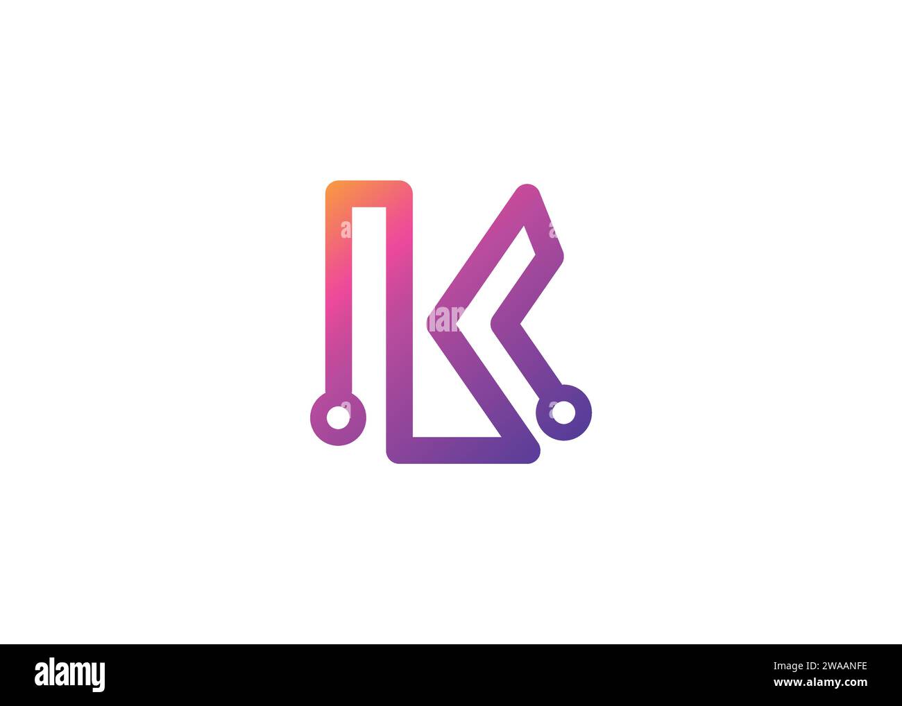 Letter K Technology vector monogram logo design template. Letter K ...