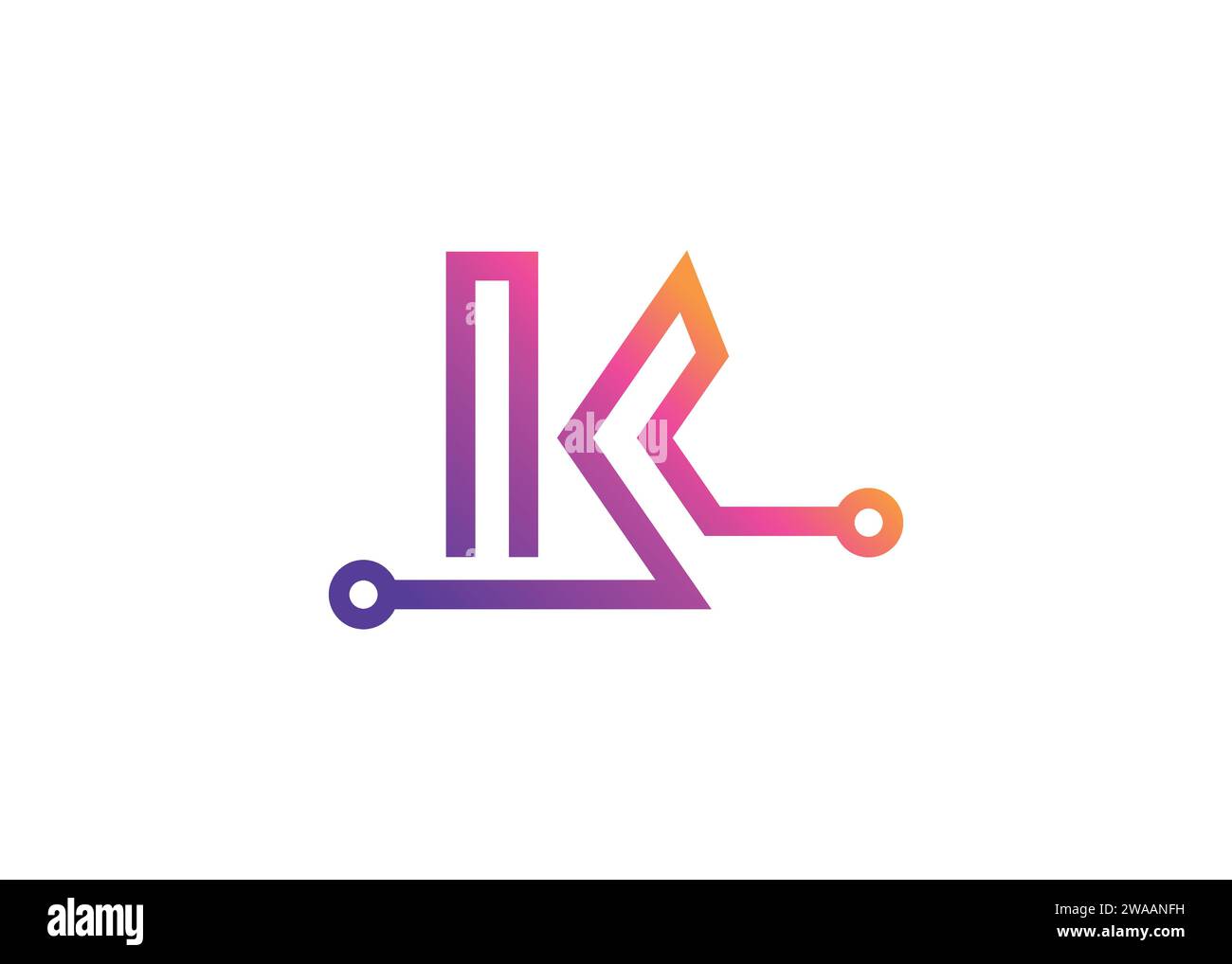 Letter K Technology vector monogram logo design template. Letter K ...