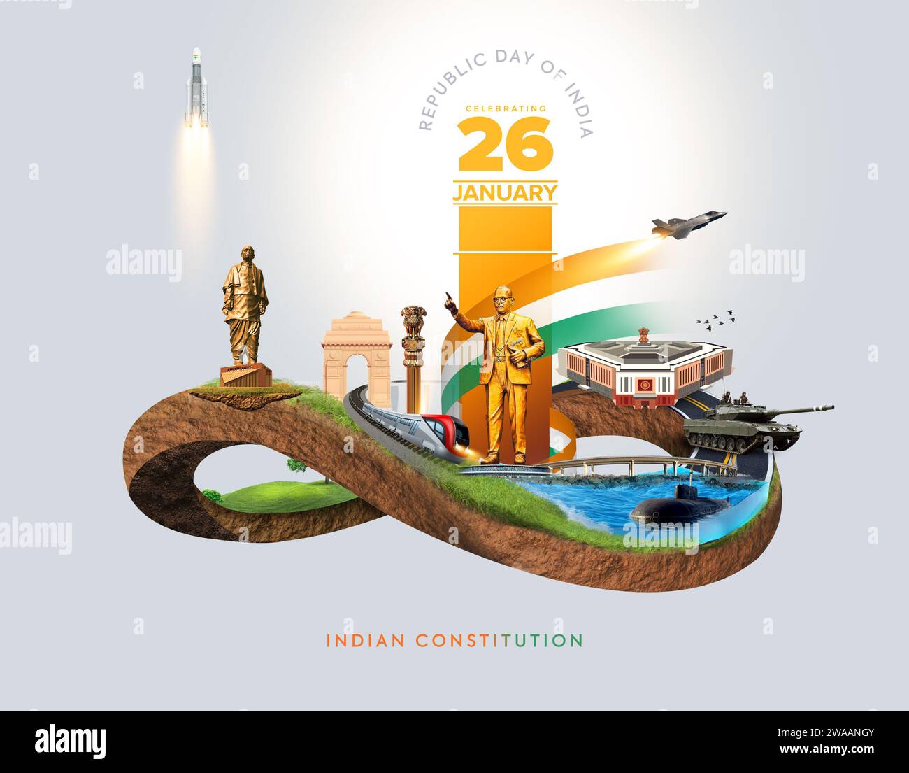 Happy Republic Day. Celebrating 26th January. Republic Day of India. A ...
