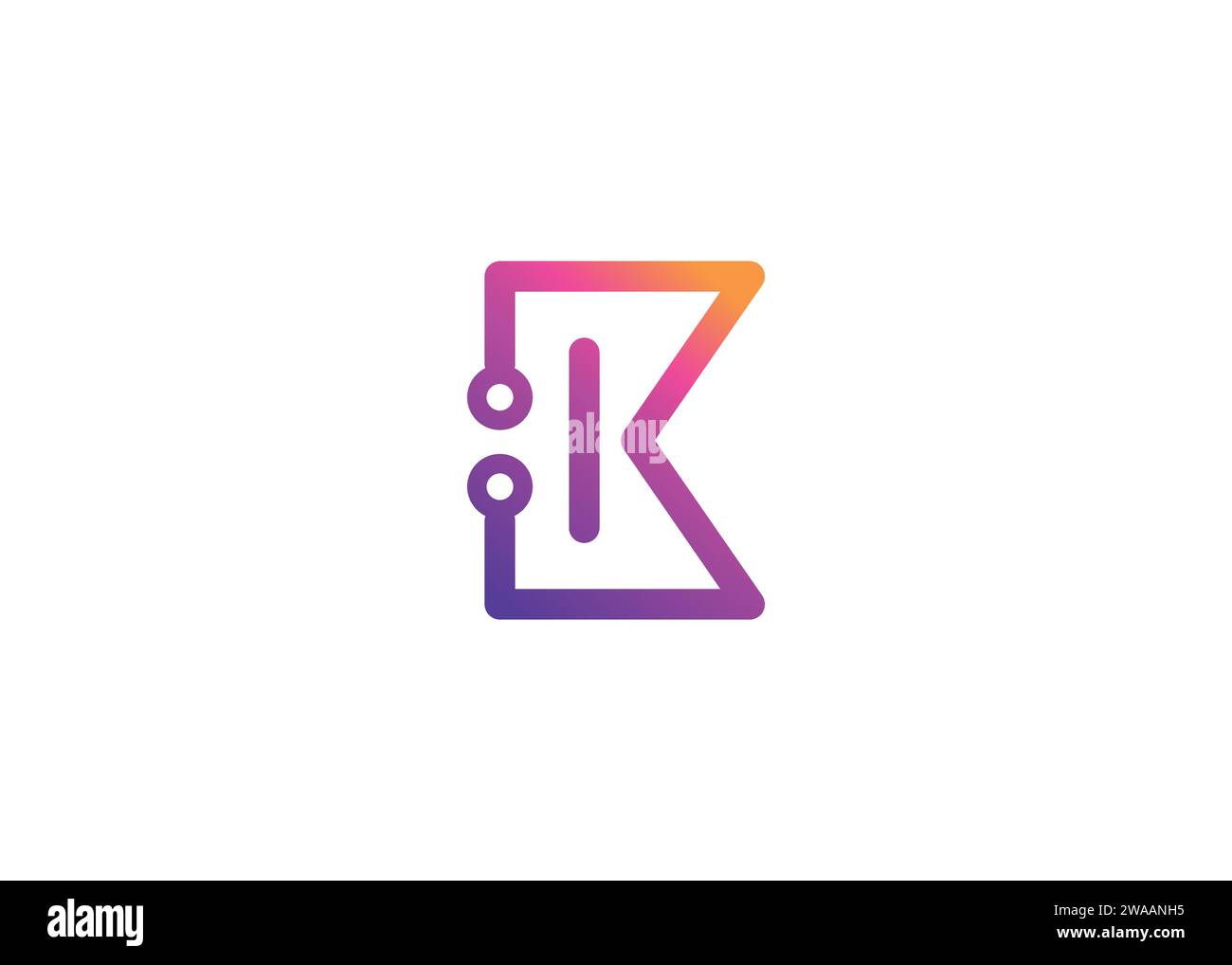 Letter K Technology vector monogram logo design template. Letter K ...