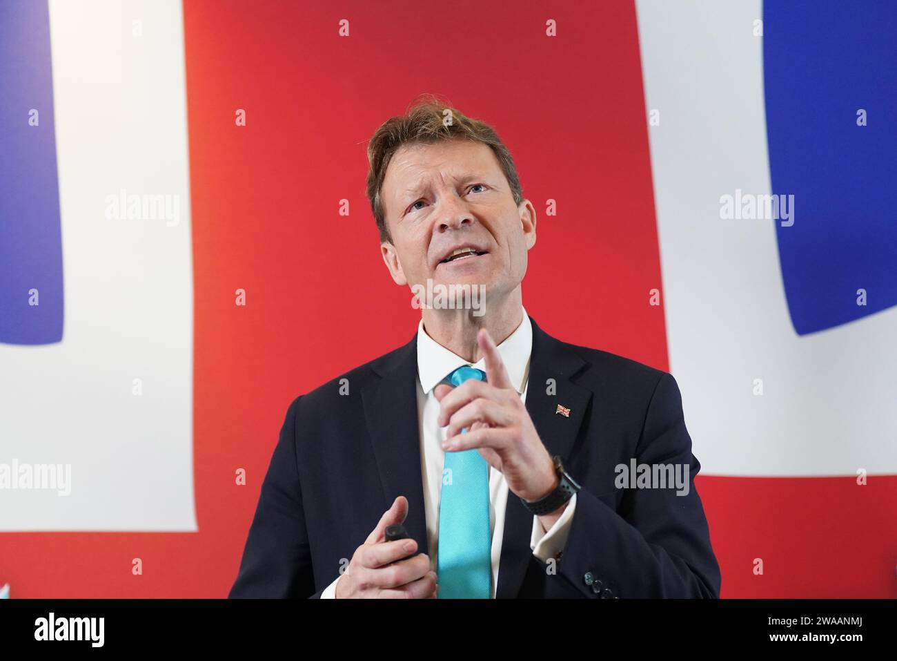Reform Party leader Richard Tice speaking at a press conference at the ...
