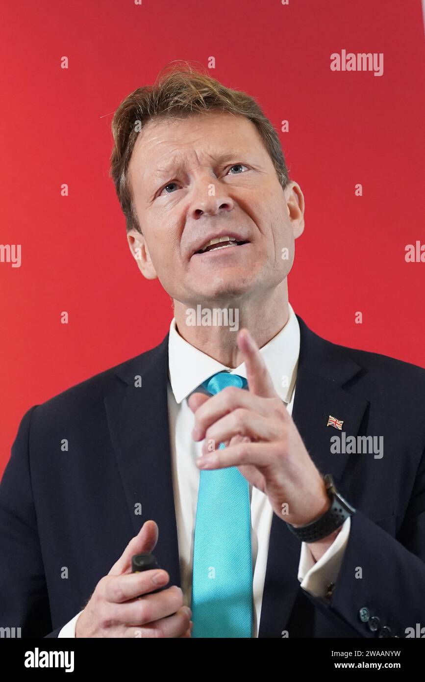Reform Party leader Richard Tice speaking at a press conference at the ...