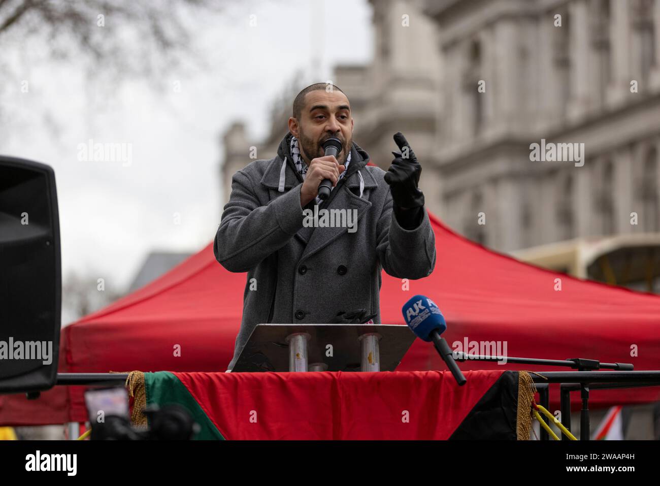 Anti Gaza War protest outside No.10 Downing Street attended by Kareem ...