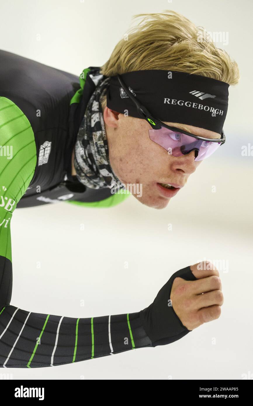 Heerenveen, Netherlands. 03rd Jan, 2024. Tim Prins during a training ...