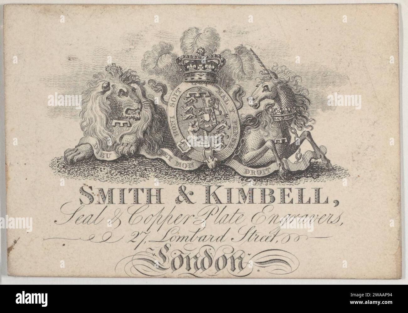 Trade Card for Smith & Kimbell, seal and copper plate engravers 1926 by ...