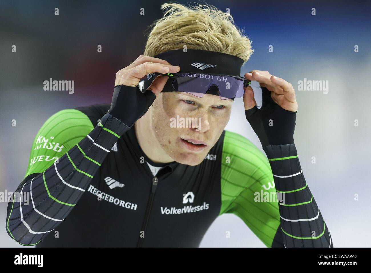 Heerenveen, Netherlands. 03rd Jan, 2024. Tim Prins during a training ...
