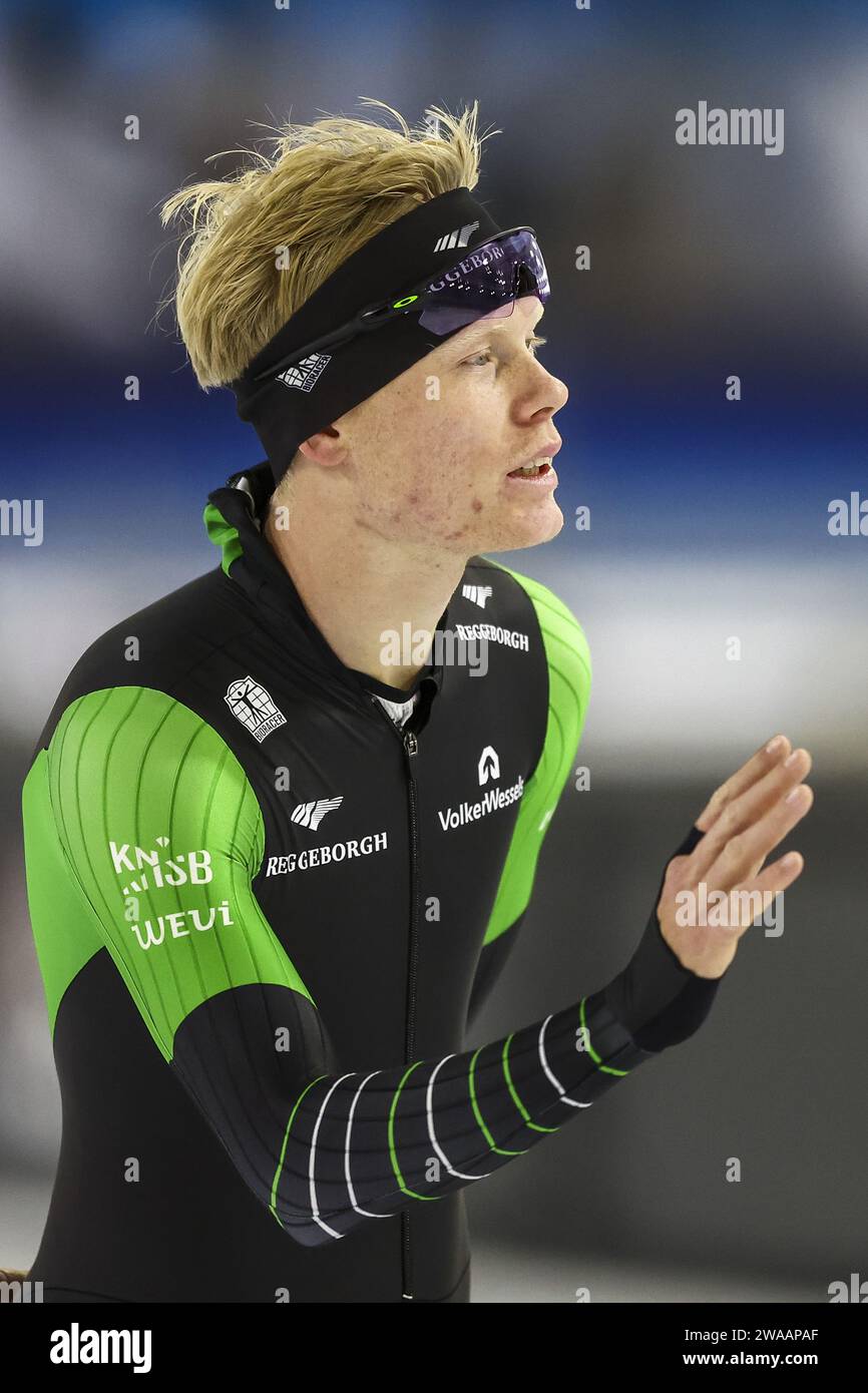 Heerenveen, Netherlands. 03rd Jan, 2024. Tim Prins during a training ...