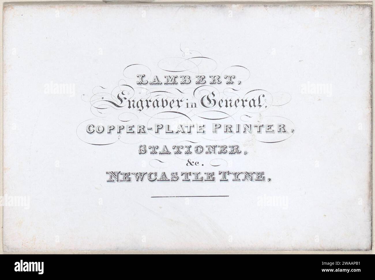 Trade Card for Lambert, Engraver, Copper-Plate Printer, and Stationer ...
