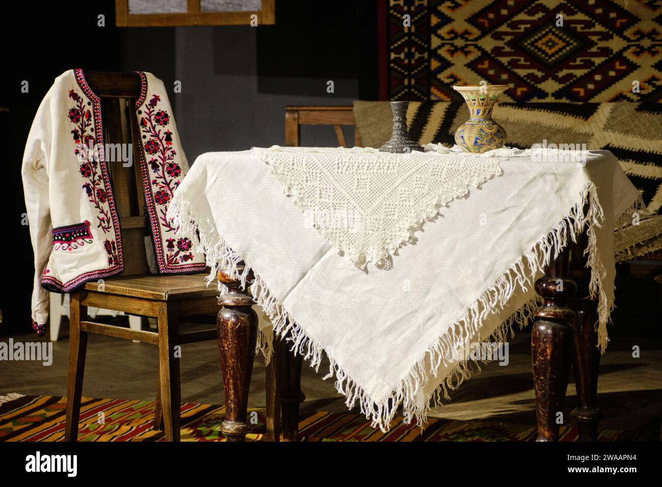 A fragment of the interior of a Ukrainian household from the early 20th ...