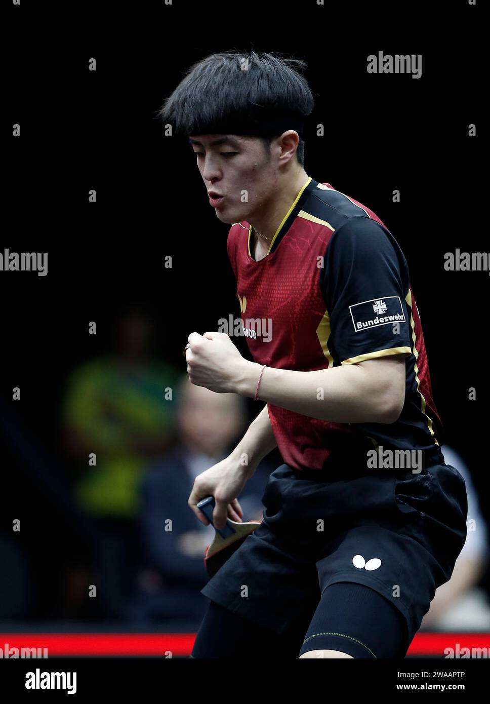 Doha, Qatar. 3rd Jan, 2024. Qiu Dang celebrates scoring during the men ...