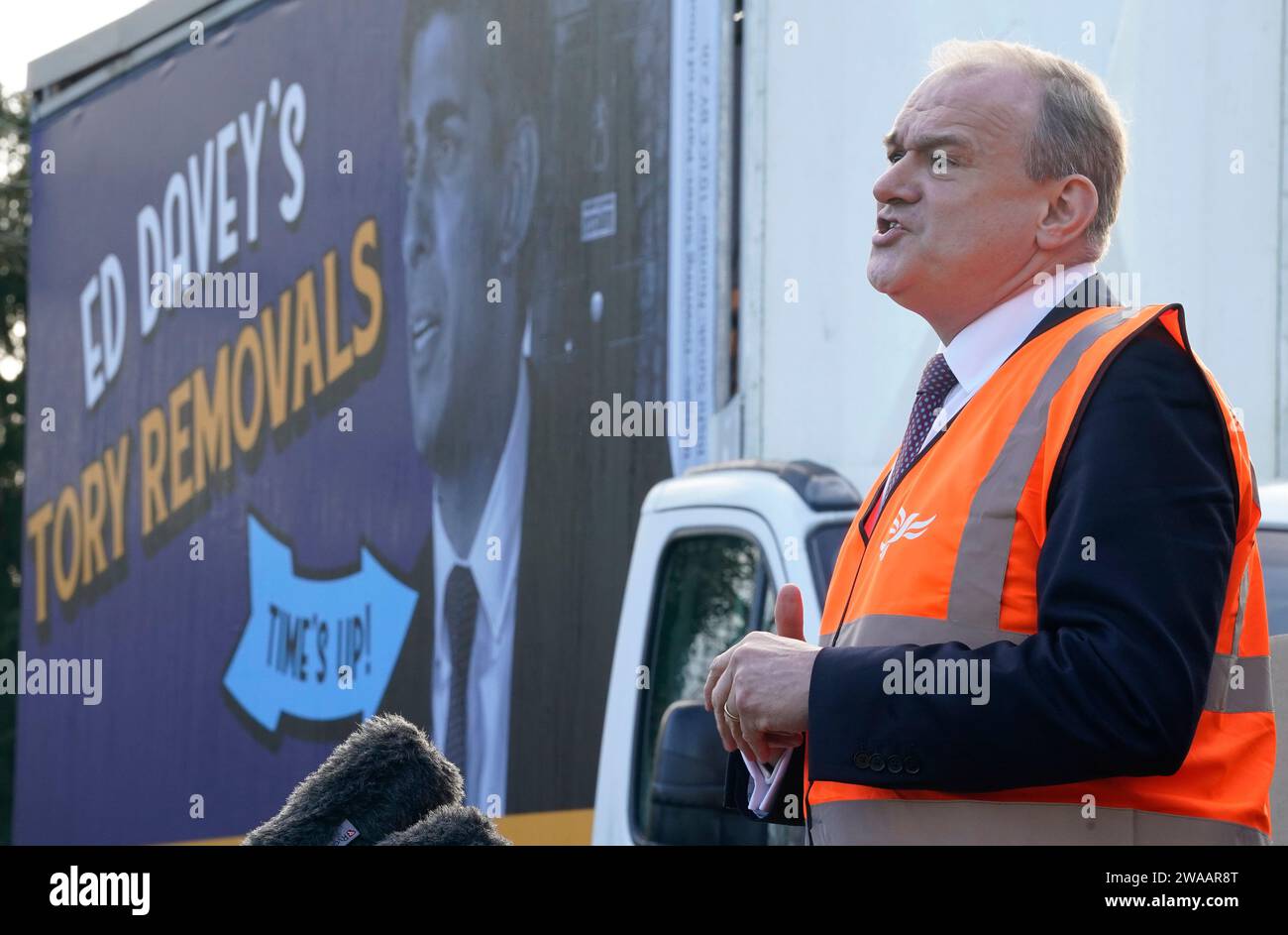 Liberal Democrat leader Sir Ed Davey during a rally in Guildford, as he ...
