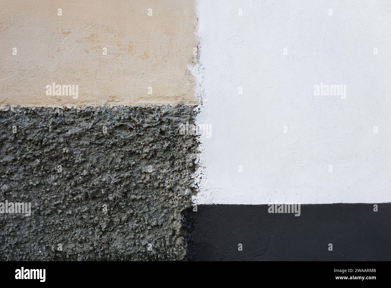 Photo of material mix outside the building. Plaster, concrete house ...