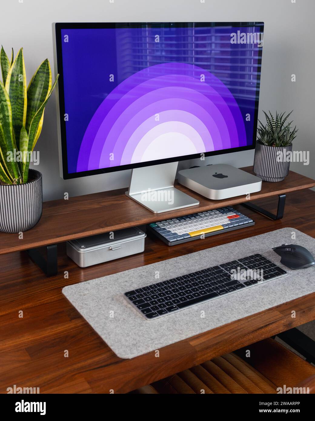 LONDON - DECEMBER 05, 2023: Minimal desk setup in modern home office ...