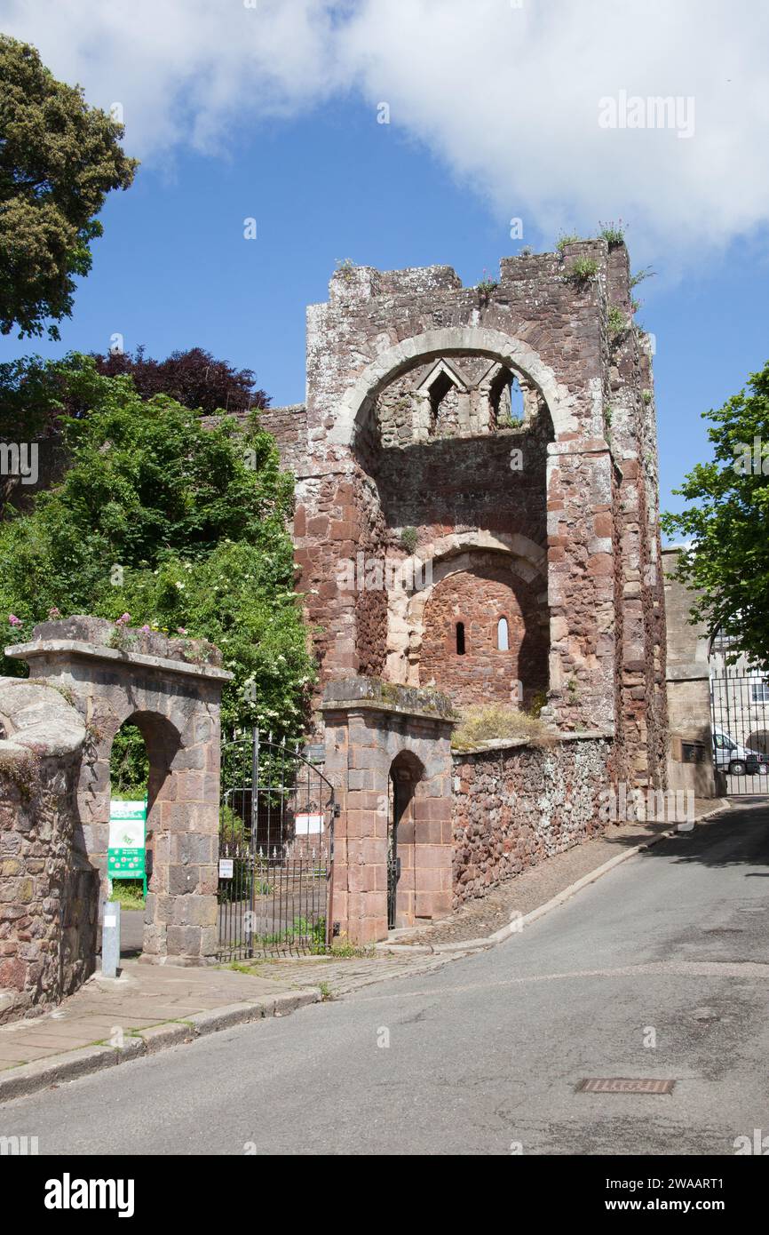 Views of Castle Street and Castle Gatehouse in Exeter, Devon in the UK ...
