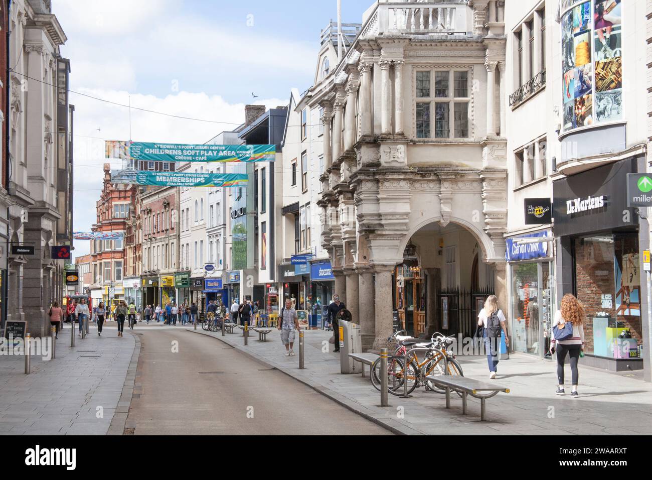 People on the High Street in Exeter, Devon in the UK Stock Photo - Alamy