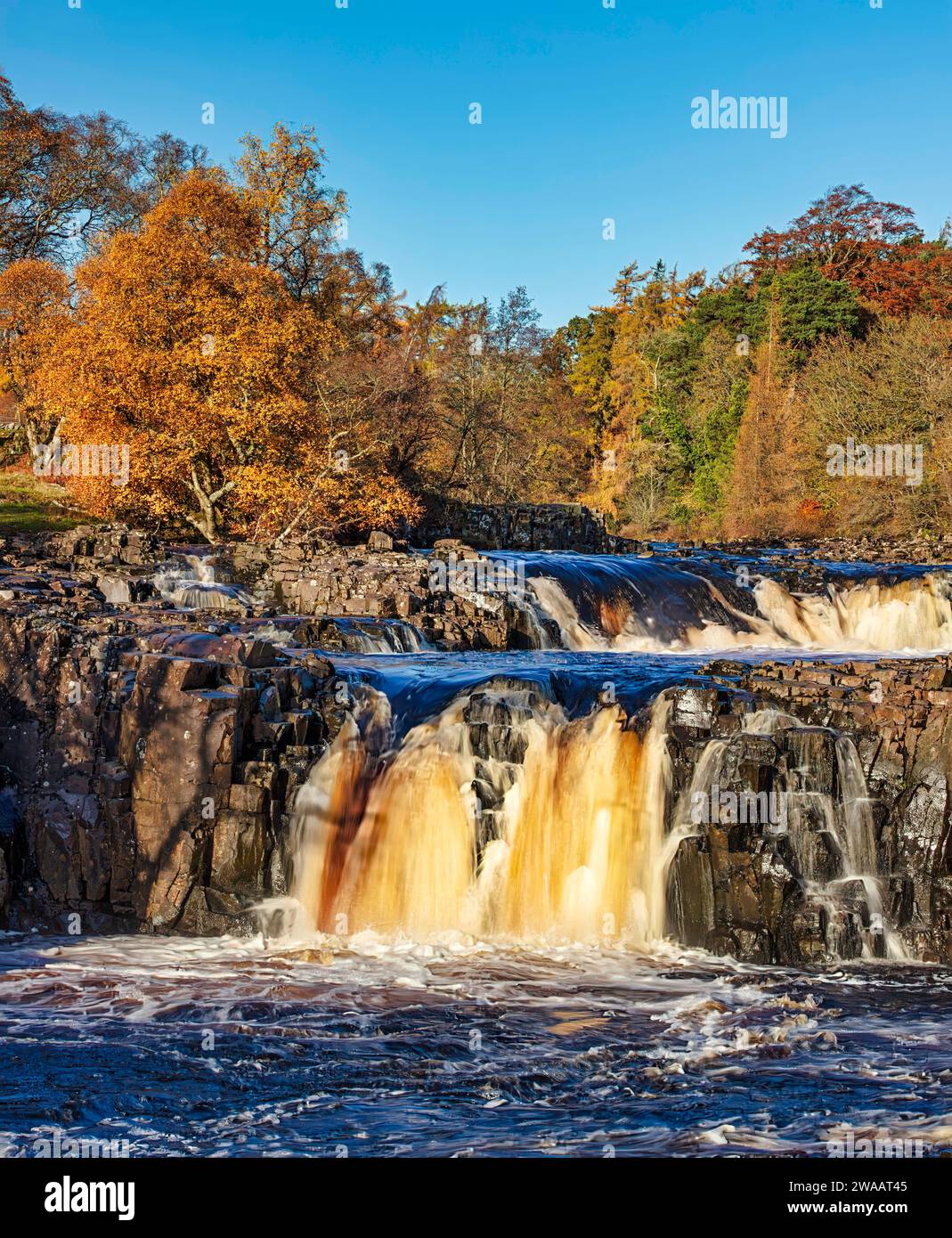 Daytime view under sunny conditions in Autumn of Low Force Waterfall in ...