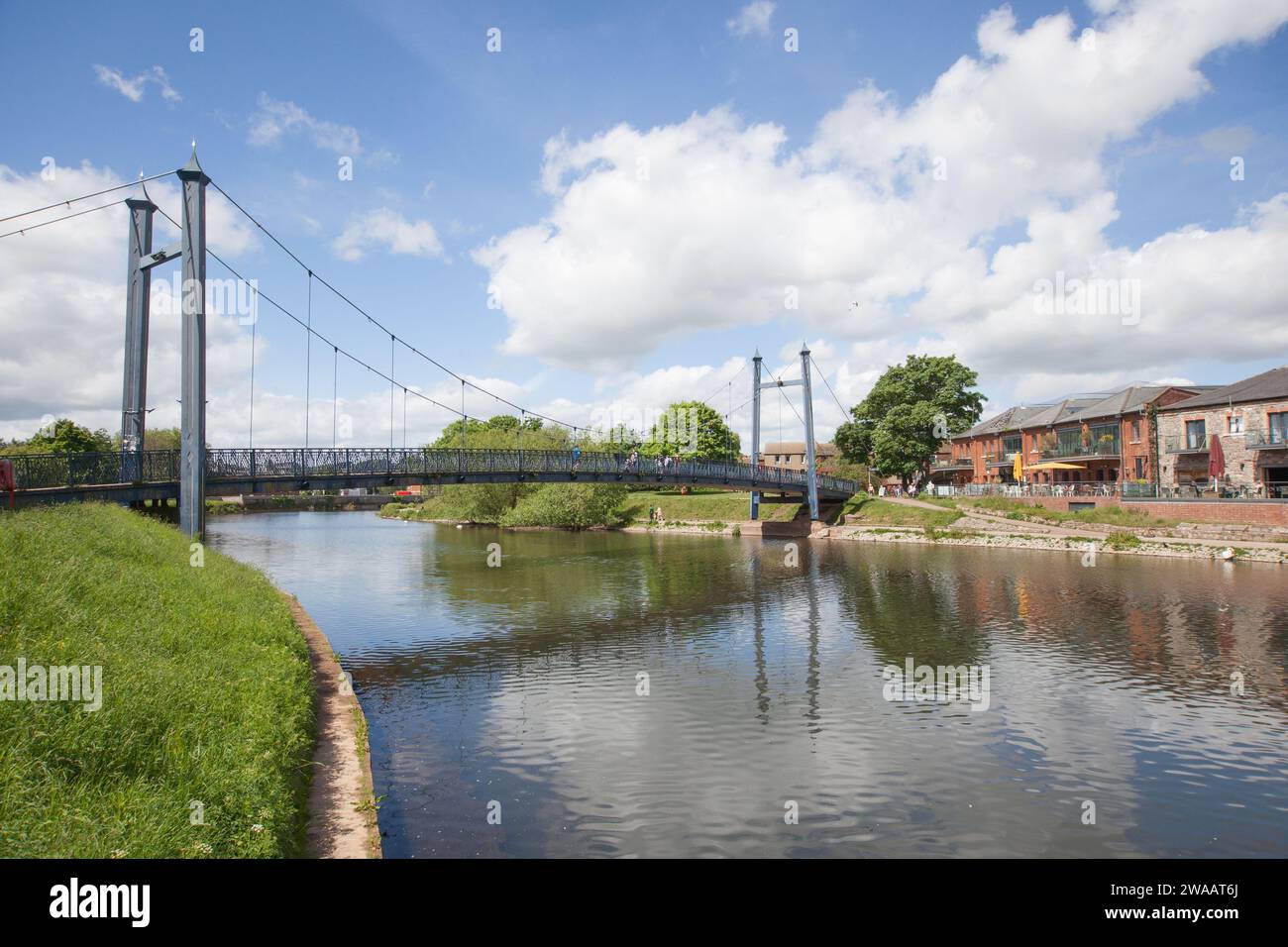 Views of the River Exe and Cricklepit Bridge in Exeter, Devon in the UK ...