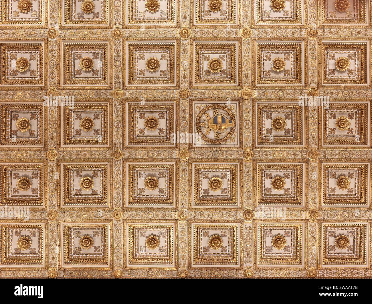 Decorated ceiling in the nave of the papal basilica of Santa Maria ...