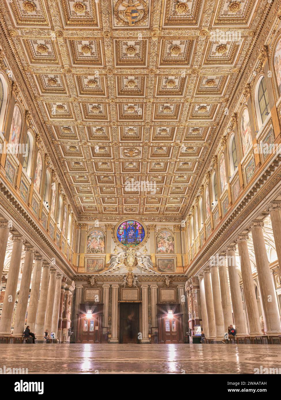 Decorated ceiling in the nave of the papal basilica of Santa Maria ...