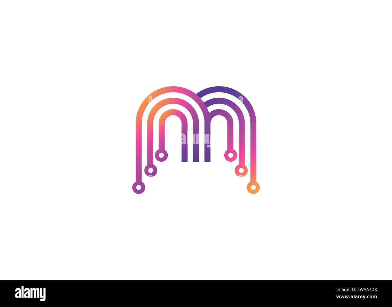 Letter M Technology vector monogram logo design template. Letter M ...