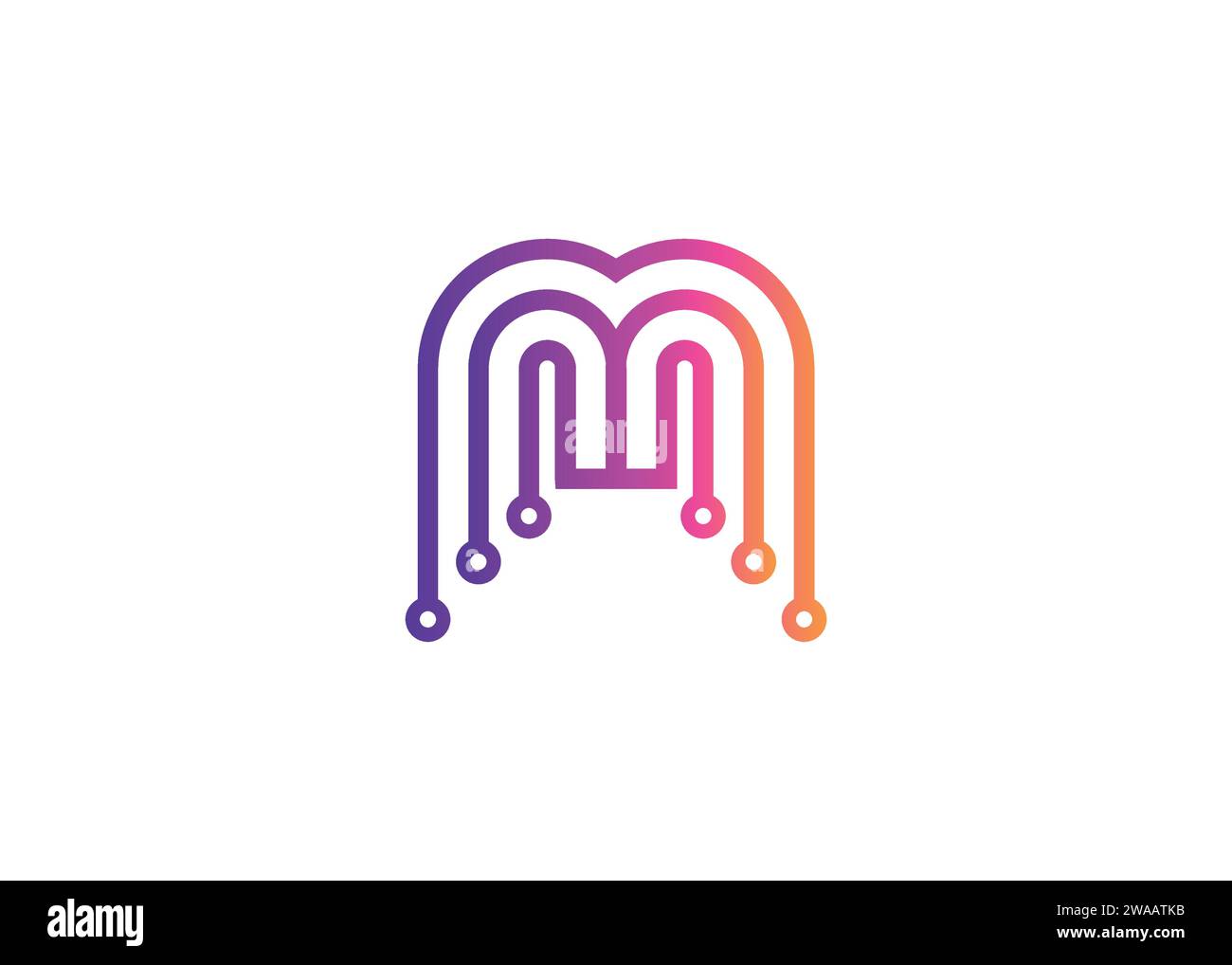 Letter M Technology vector monogram logo design template. Letter M ...