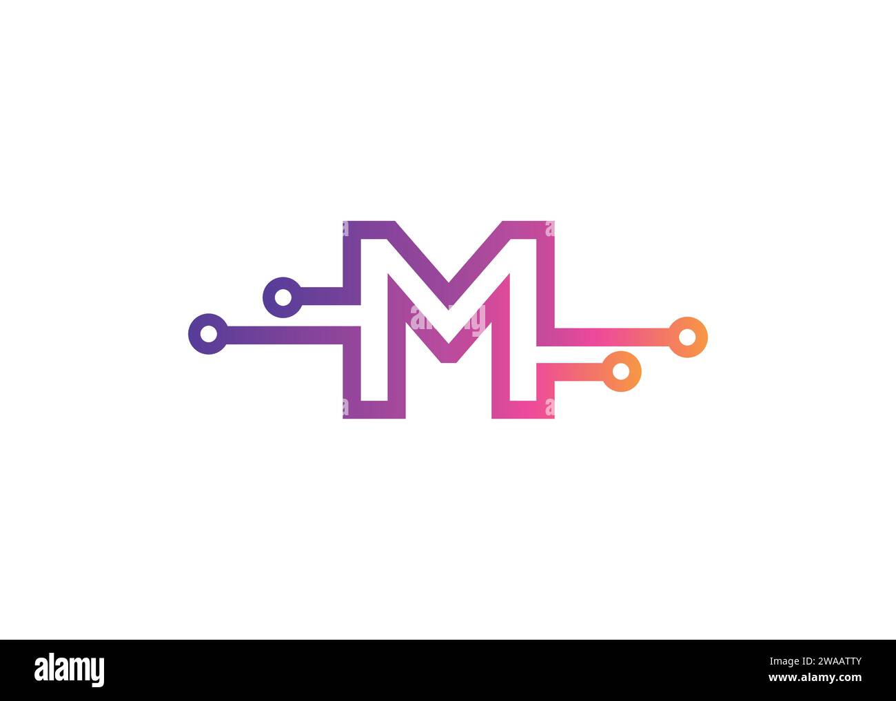 Letter M Technology vector monogram logo design template. Letter M ...