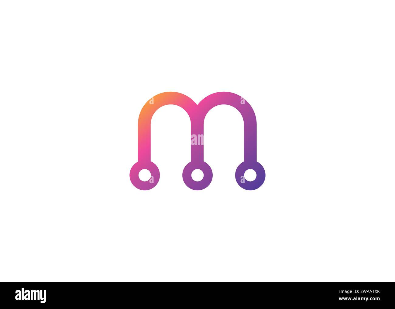 Letter M Technology vector monogram logo design template. Letter M ...