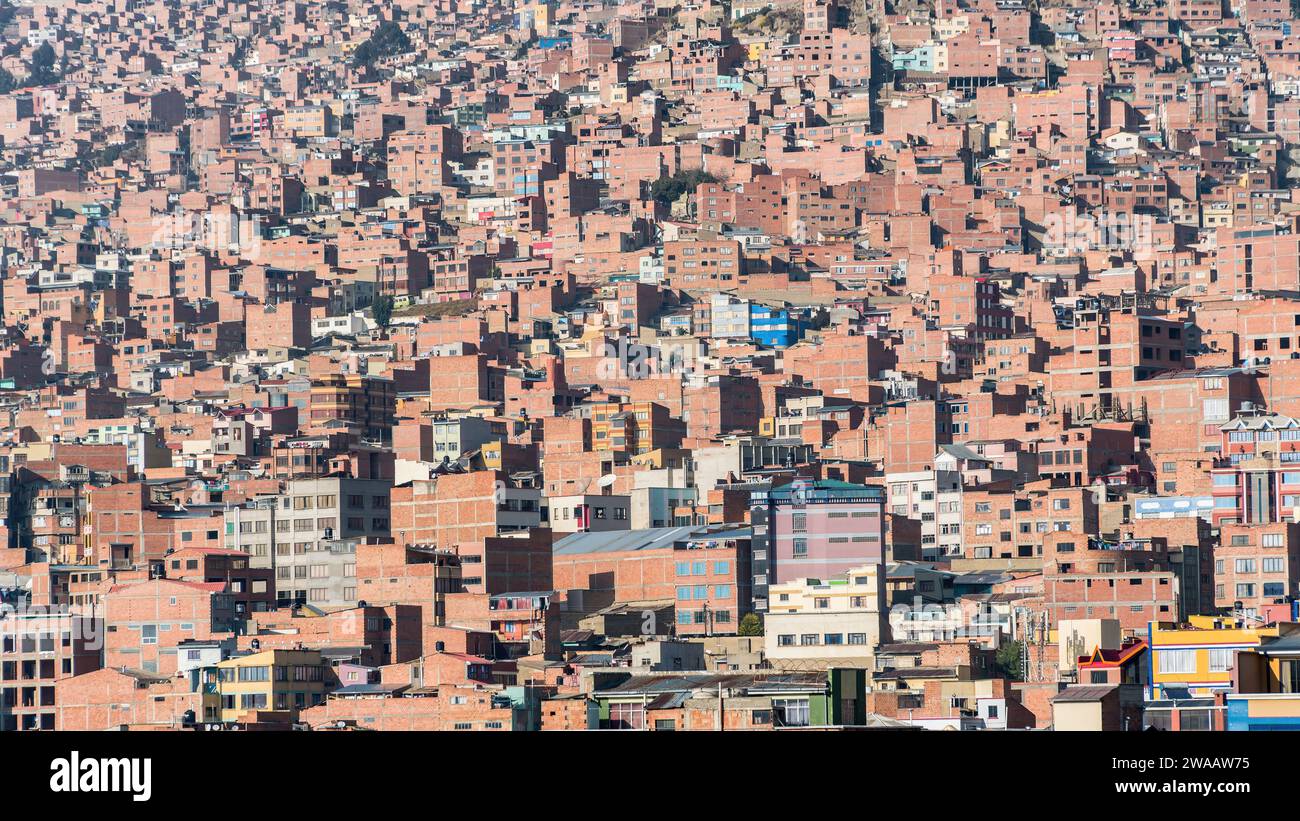 La Paz, Bolivia - 6 September 2017: Mass housing with rows of buildings ...