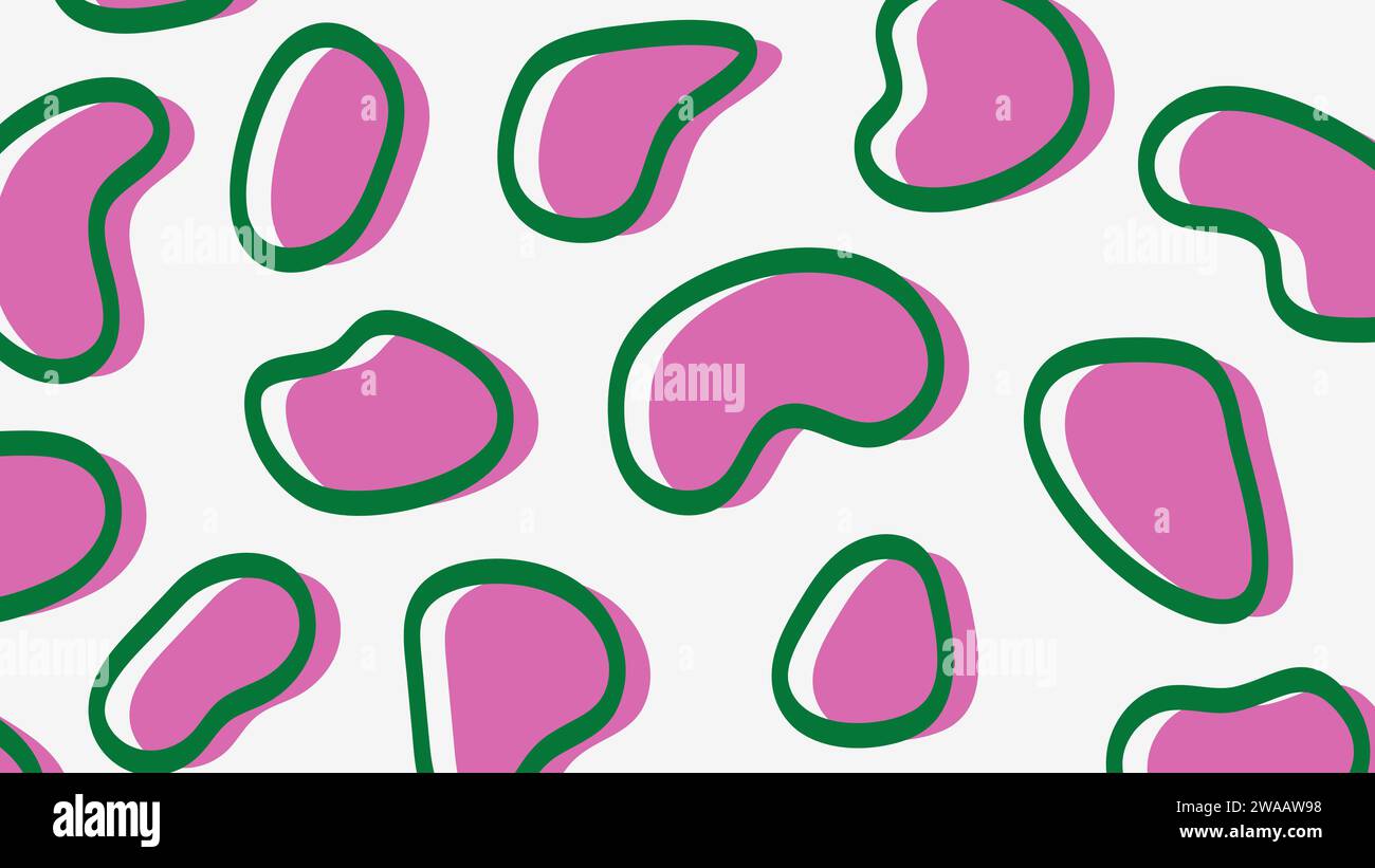 Hand drawn abstract memphis pattern. Doodle pink organic shapes with ...