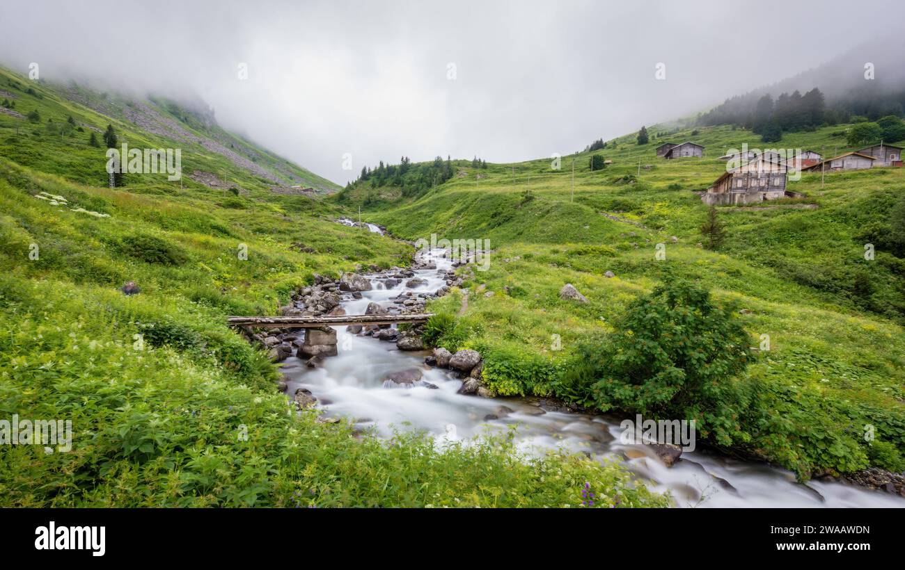 River runs gently through Black Sea Karadeniz region of Turkey, through ...