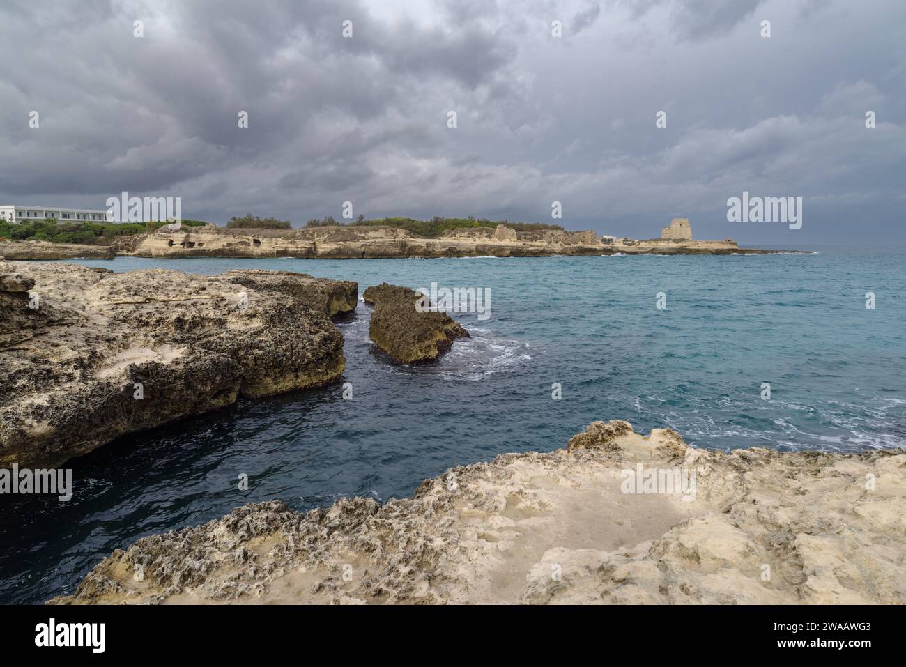 Poetry Cave (Grotta della Poesia) natural pool surrounded by rugged ...