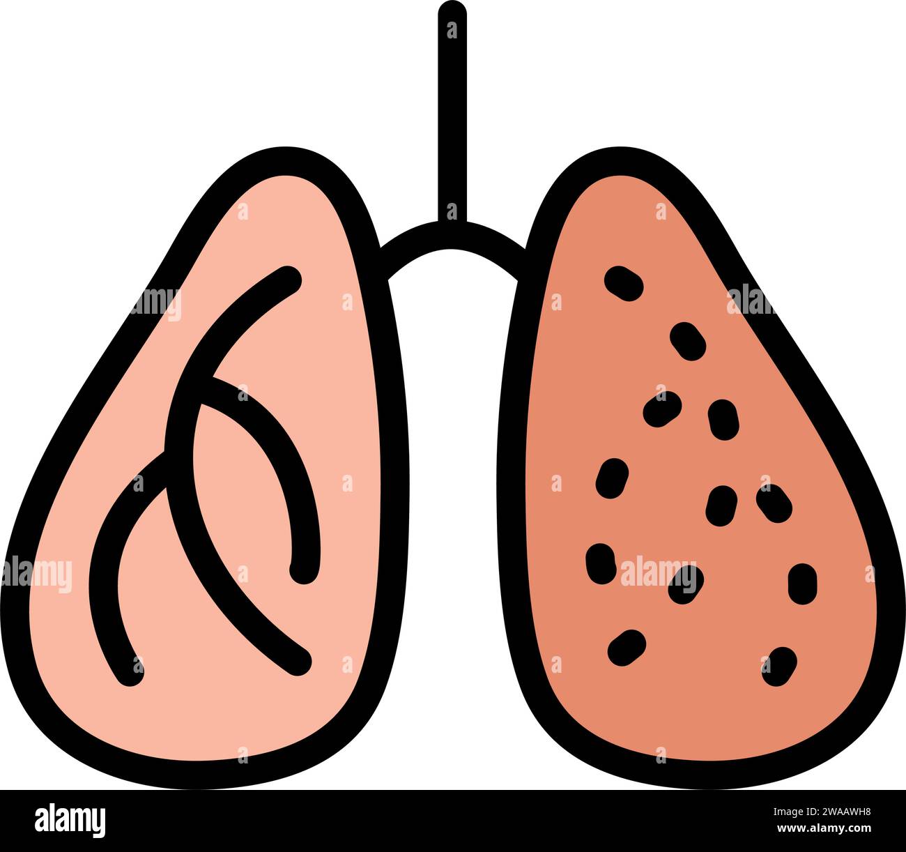 Human lungs color icon. Simple flat illustration. Respiratory system ...