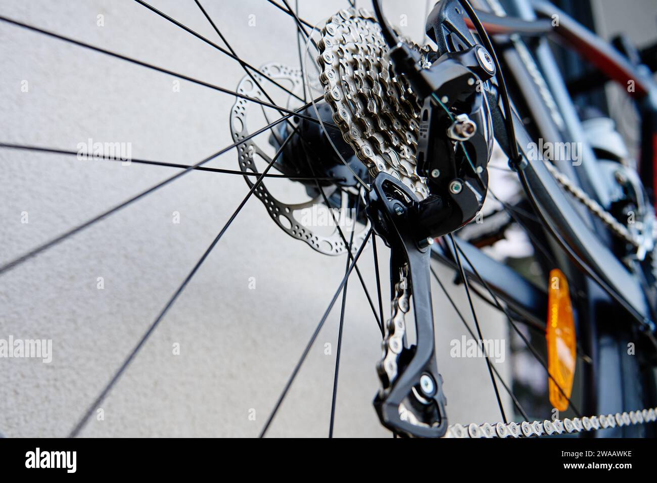 Shifting gears on rear transmission of bicycle. Bicycle gear drivetrain ...