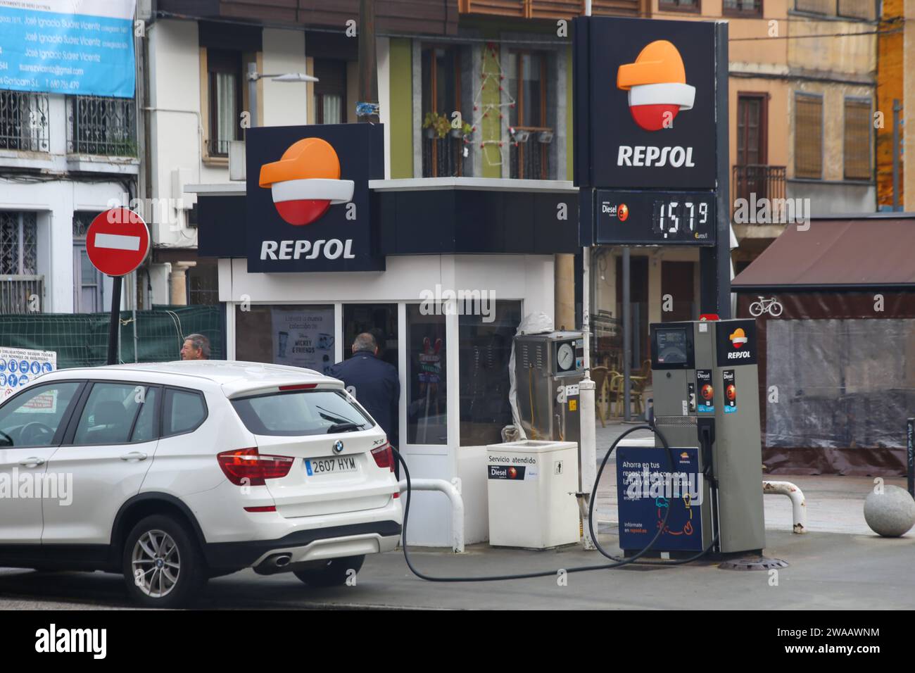 Pola de Siero, Spain, January 03rd, 2024: General view of a Repsol gas ...