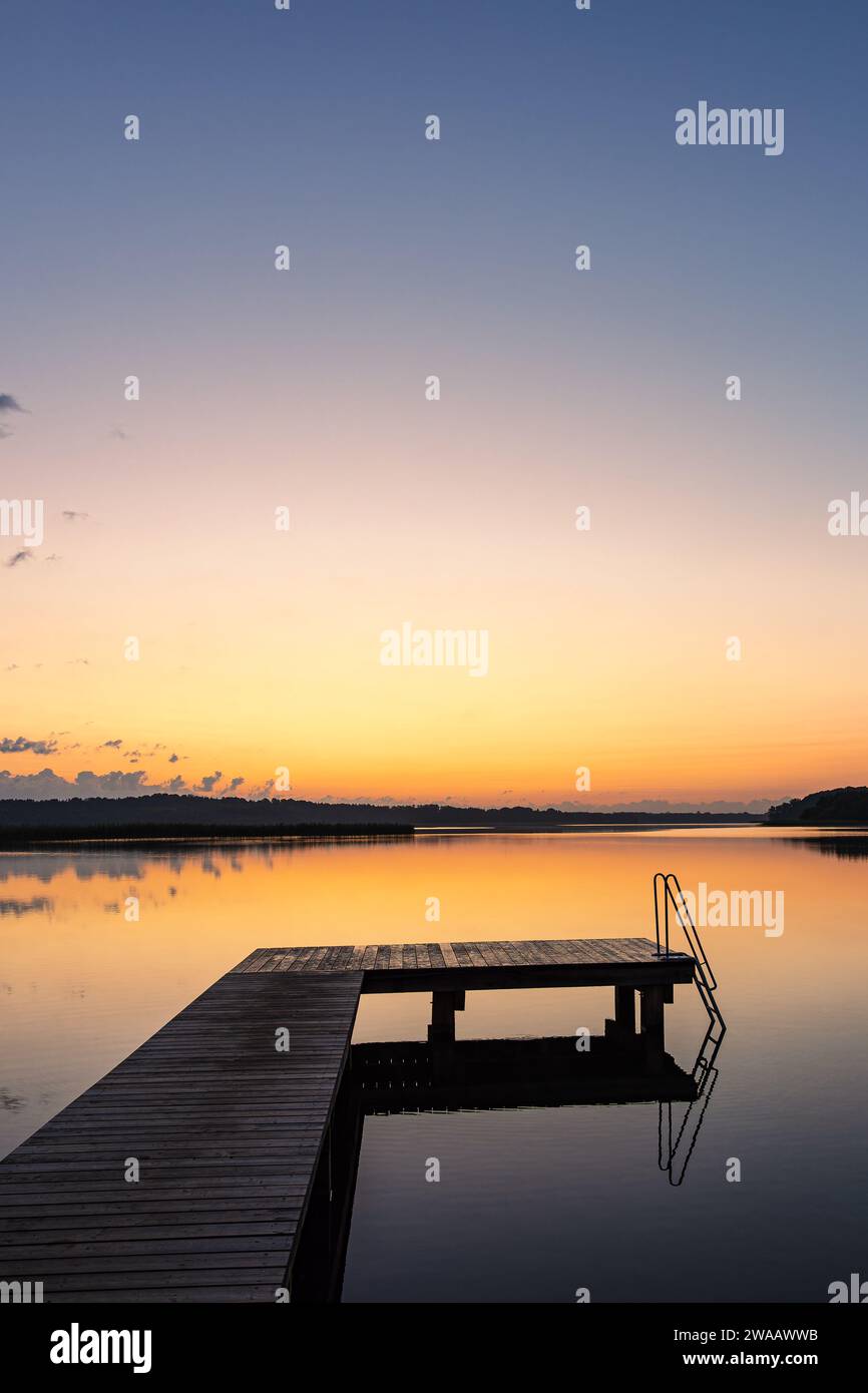 Sunrise With Bathing Pier In Seedorf Am Schaalsee Stock Photo - Alamy
