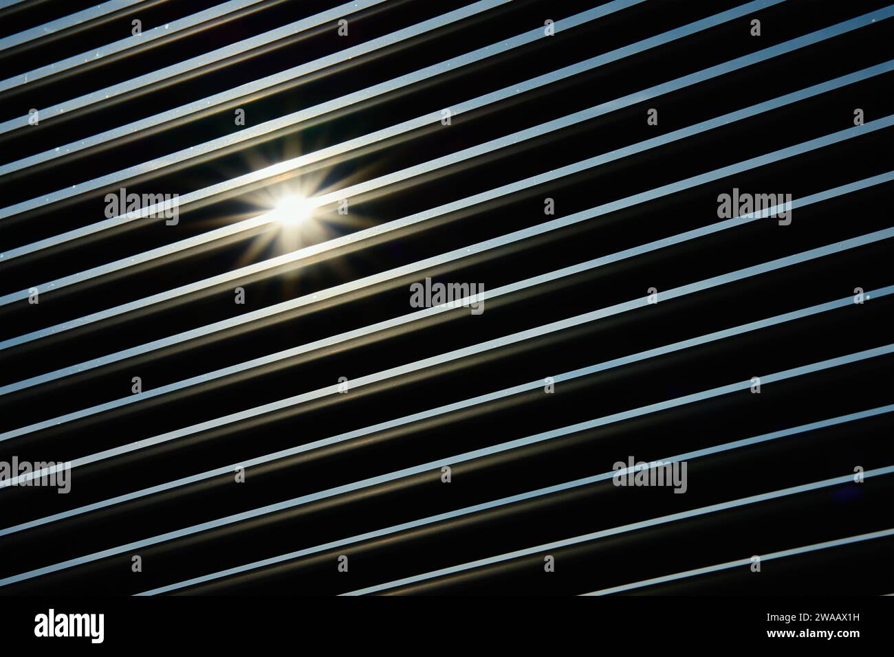 Blinds on the window to protect from sunlight. Close up shot of modern ...
