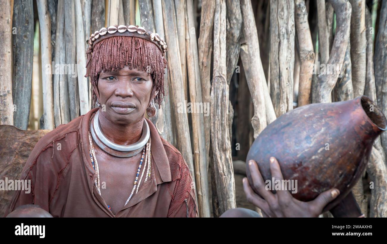 Turmi, Omo River Valley, Ethiopia - 24 October 2023: Portrait of a ...