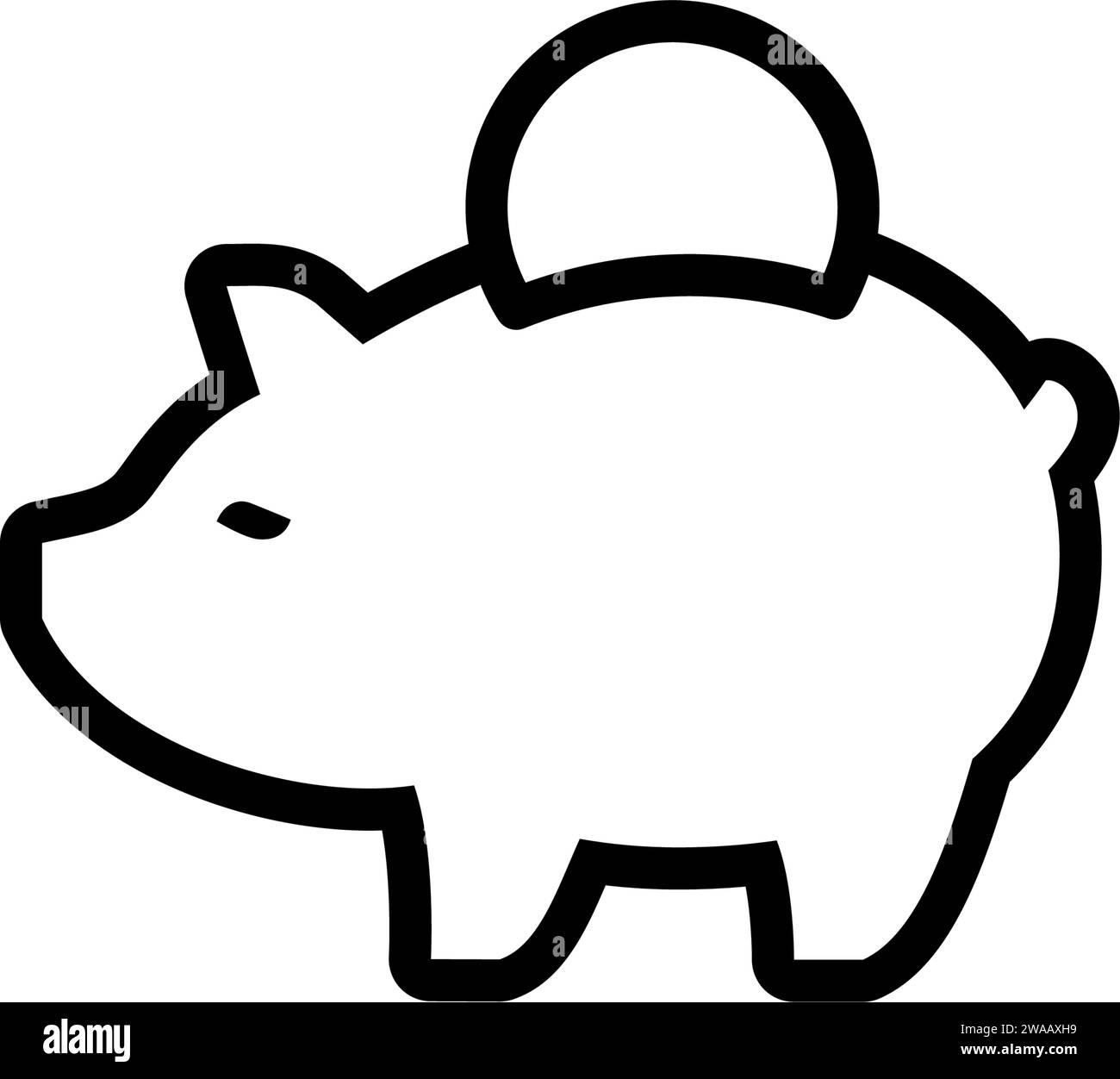 piggy bank icon with coin symbol, made in line style Stock Vector Image ...