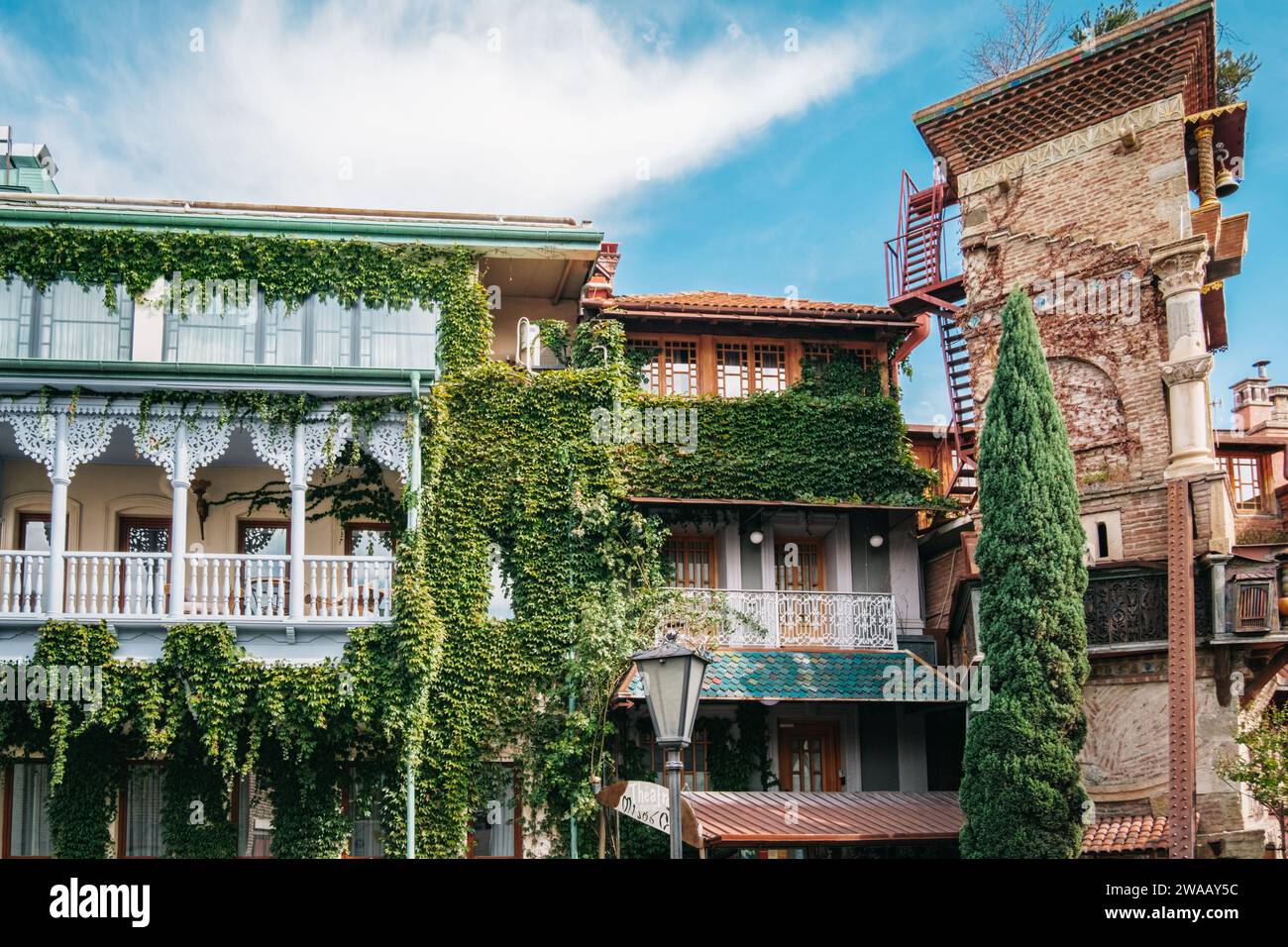 Beautiful traditional georgian house with vines climbing the wooden ...